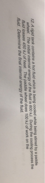 Solved 2 A rigid tank contains a hot fluid which is being | Chegg.com