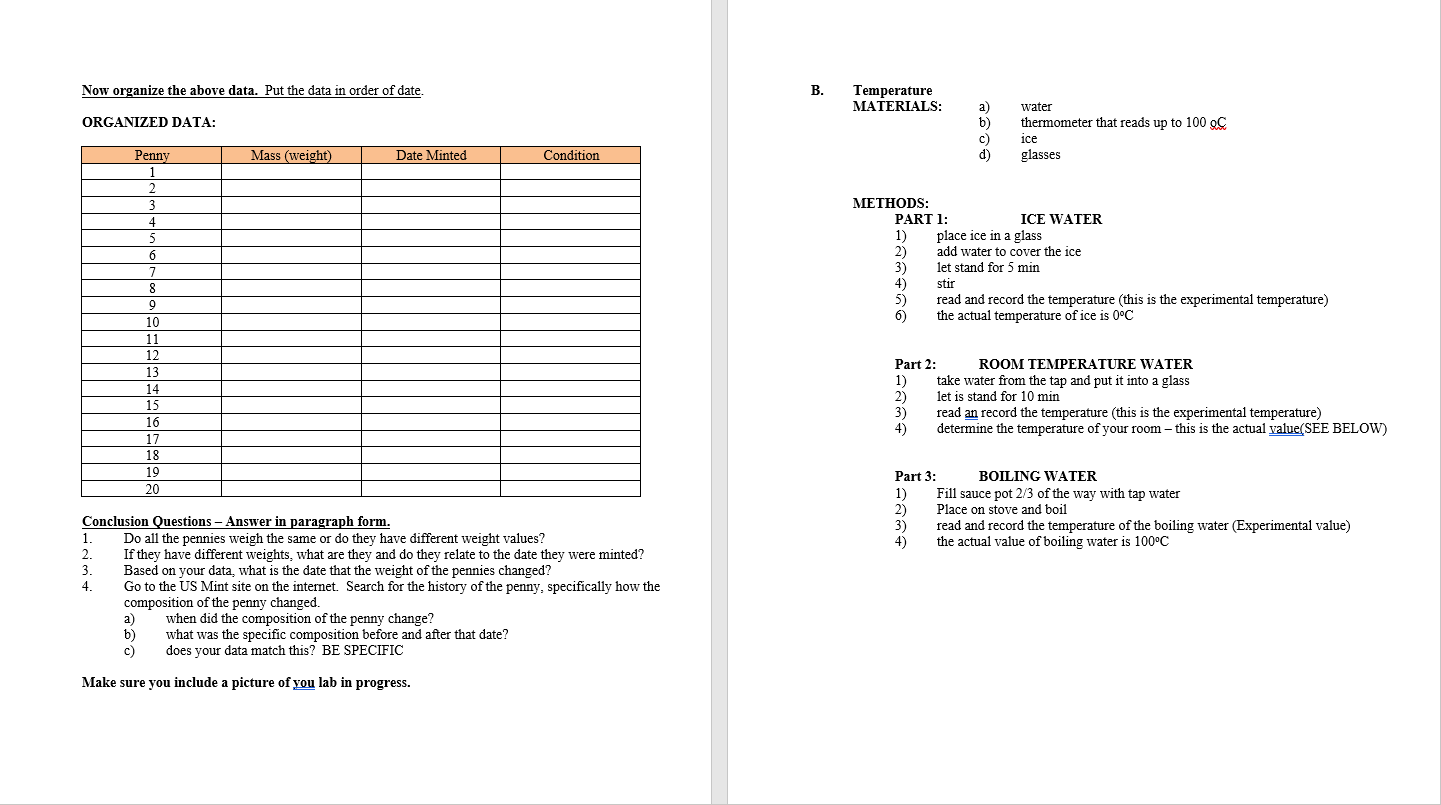 Solved Now organize the above data. Put the data in order of | Chegg.com