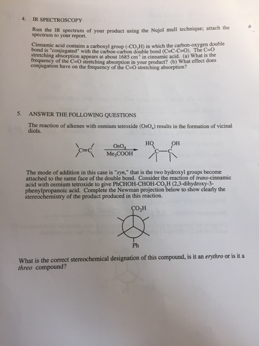 Solved 4. IR SPECTROSCOPY Ren the IR spectrum of your | Chegg.com