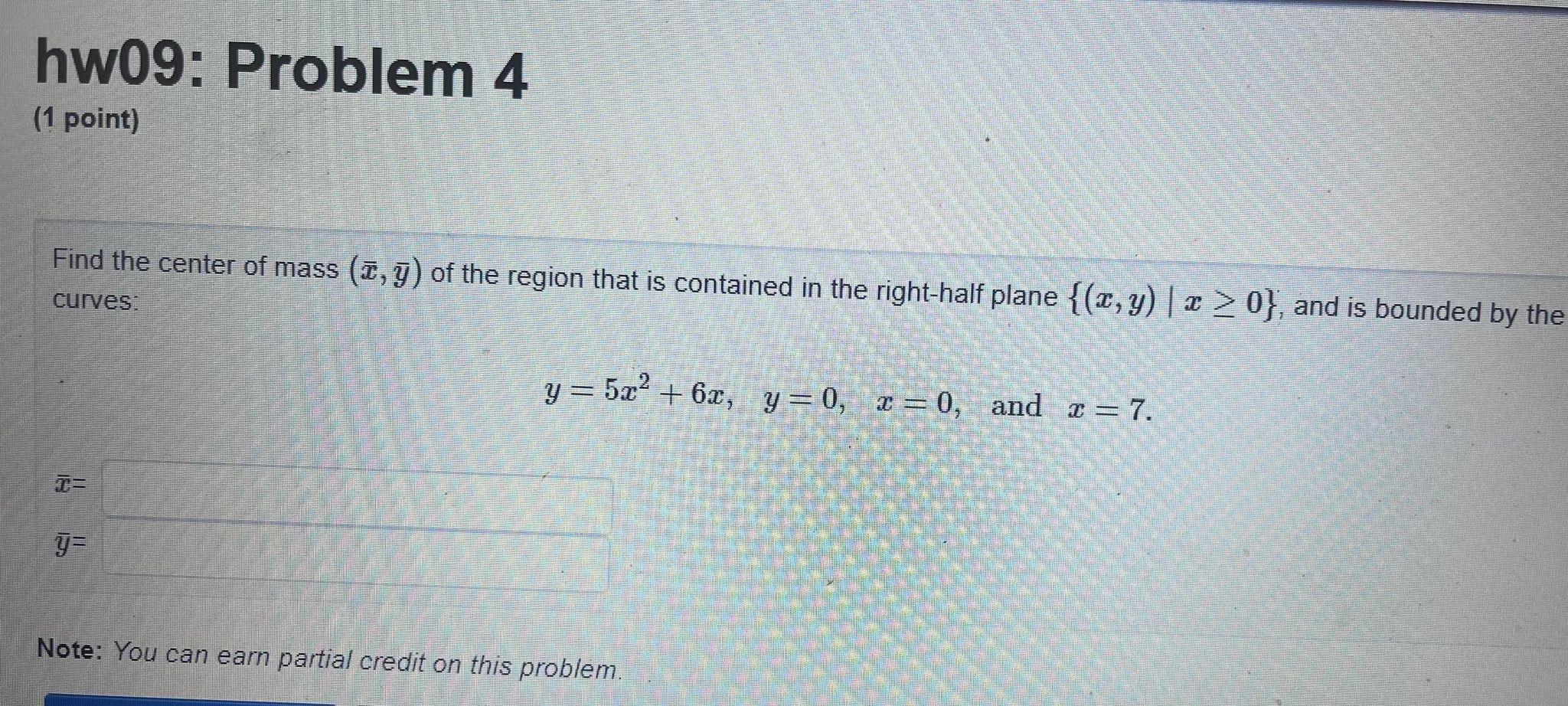 Solved Find the center of mass (xˉ,yˉ) of the region that is | Chegg.com