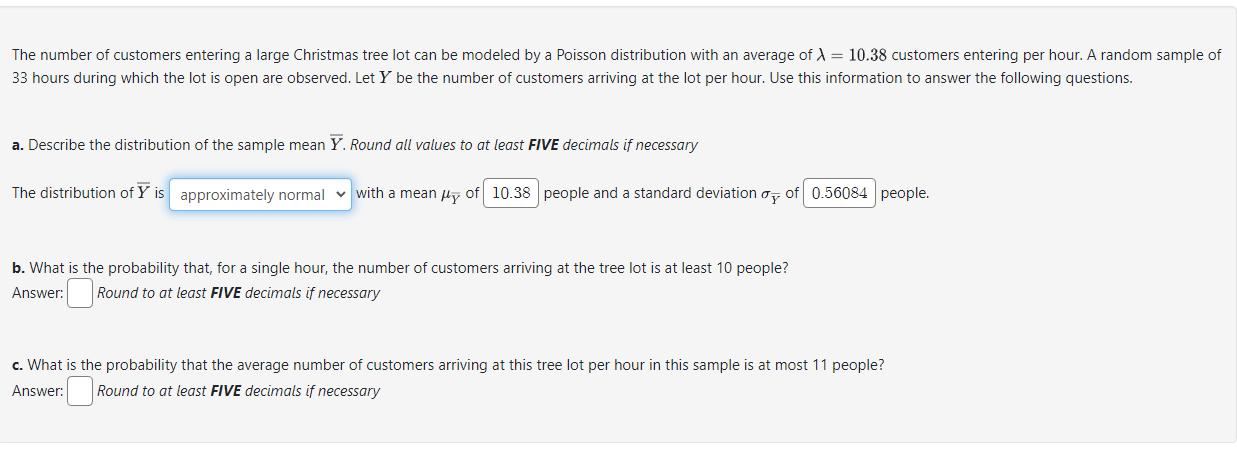 Solved The number of customers entering a large Christmas | Chegg.com