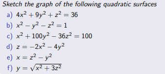 Solved Sketch the graph of the following quadratic surfaces | Chegg.com