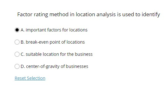 Solved Factor rating method in location analysis is used to | Chegg.com