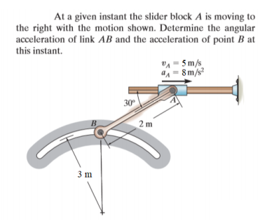 Solved At a given instant the slider block A is moving to | Chegg.com
