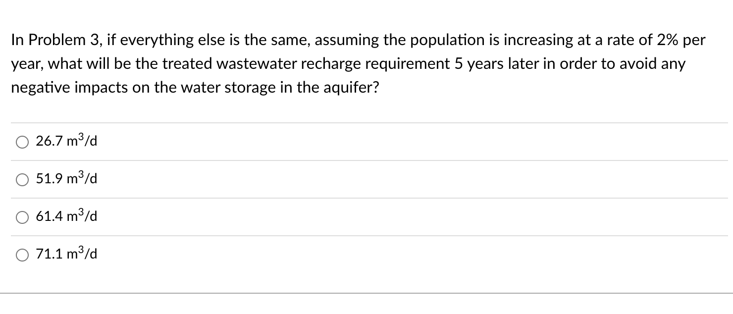 Solved 3. An aquifer (area: 3 km2) is the major drinking | Chegg.com
