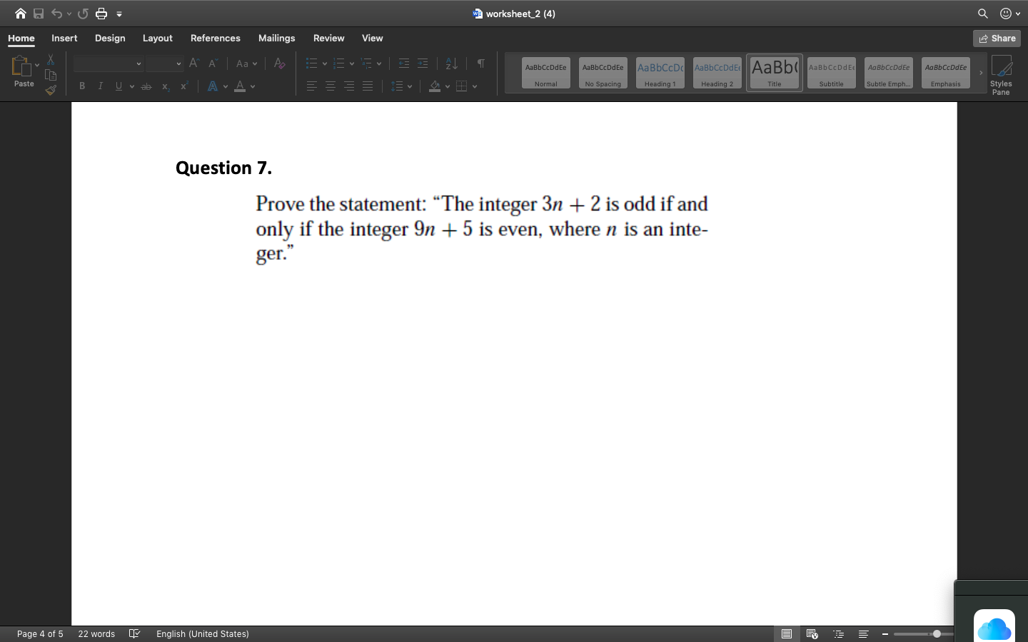 Solved w worksheet_2 (4) Share 3 H 5 5 6 7 Home Insert | Chegg.com