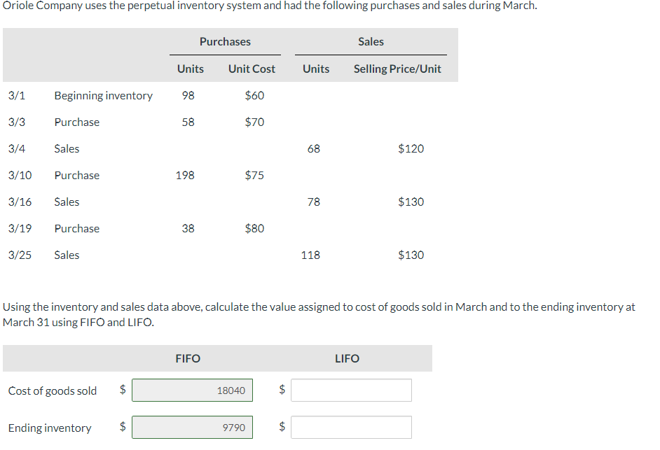 Solved Oriole Company uses the perpetual inventory system | Chegg.com