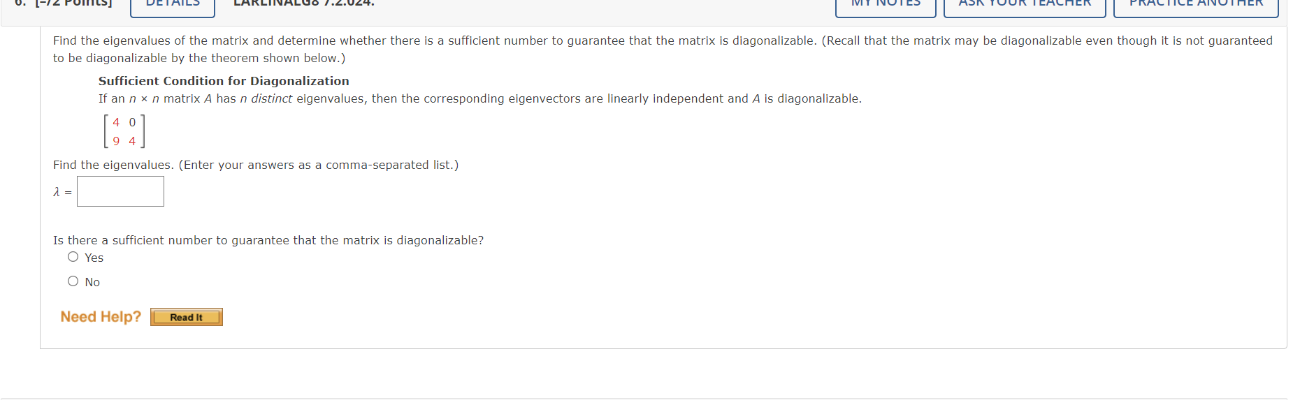 Solved to be diagonalizable by the theorem shown below.) | Chegg.com
