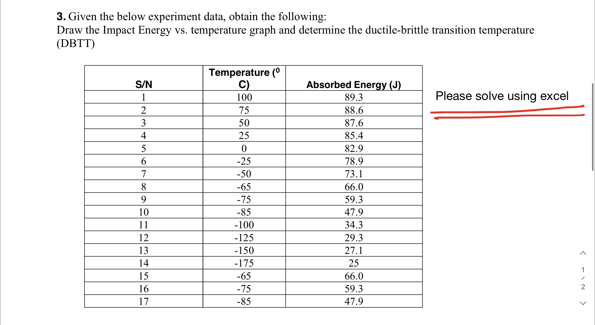 Solved 3. Given the below experiment data, obtain the | Chegg.com