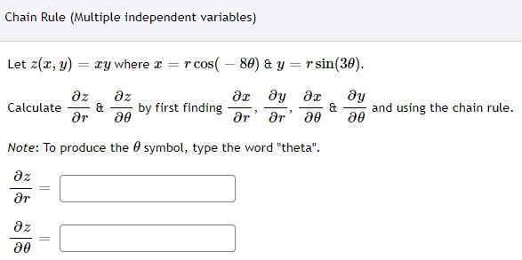 Solved Chain Rule (Multiple independent variables) Let | Chegg.com