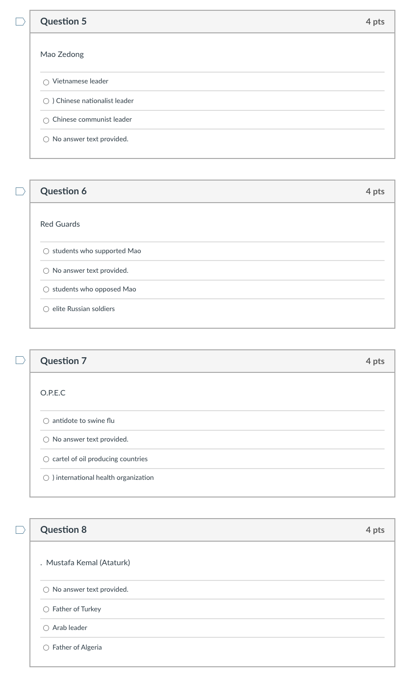 Solved Question 5 4 pts Mao Zedong Vietnamese leader O ) | Chegg.com