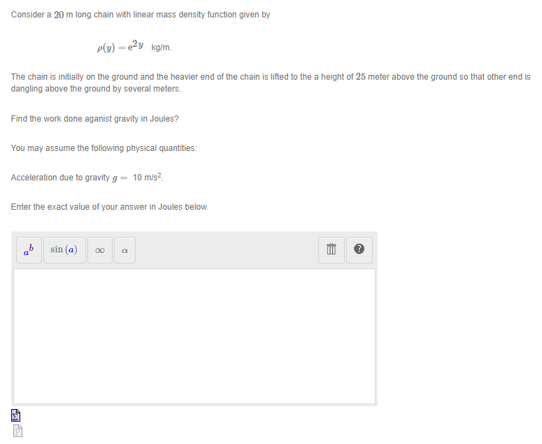 Solved Consider a 20 m long chain with linear mass density | Chegg.com
