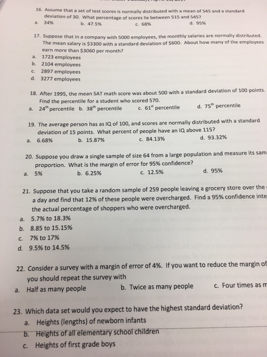 Solved Assume that a set of test scores is normally | Chegg.com