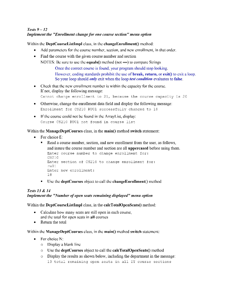 (IN JAVA PLEASE). Must adhere to all tests and look | Chegg.com