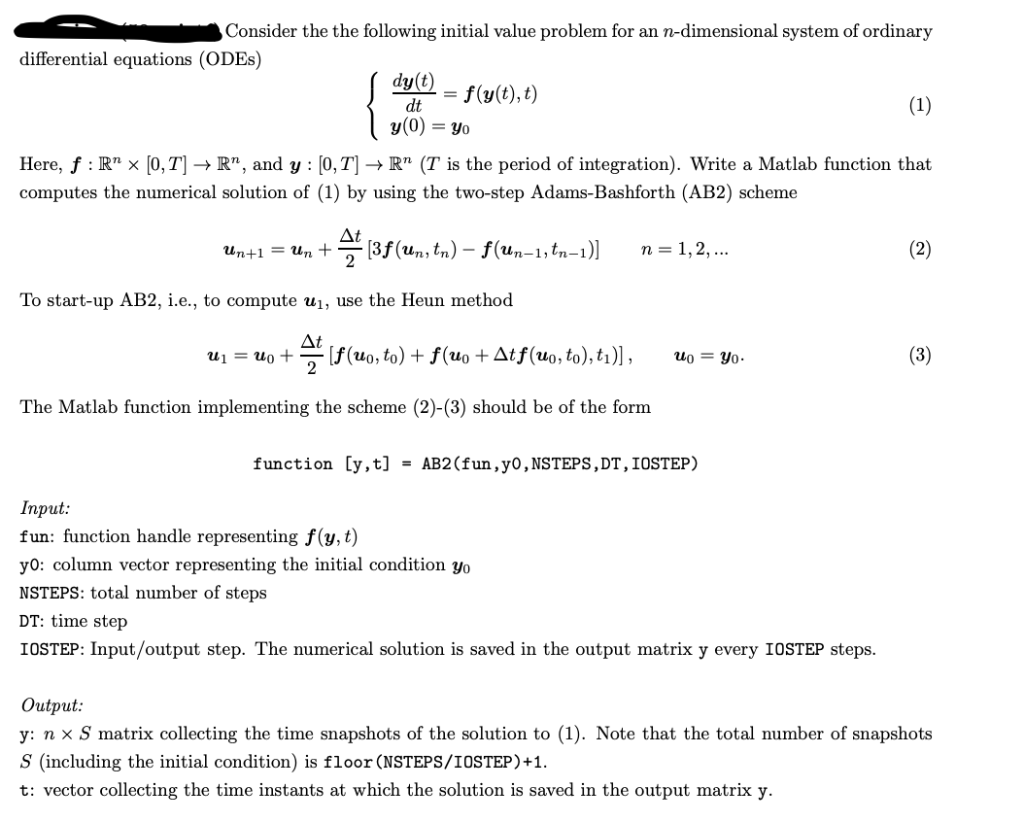 Consider the the following initial value problem for | Chegg.com