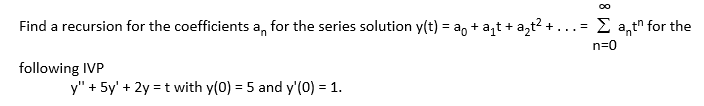Solved Find a recursion for the coefficients an ﻿for the | Chegg.com