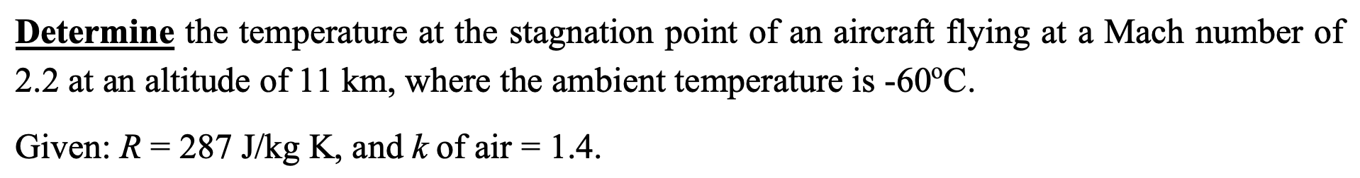 Solved Determine the temperature at the stagnation point of | Chegg.com