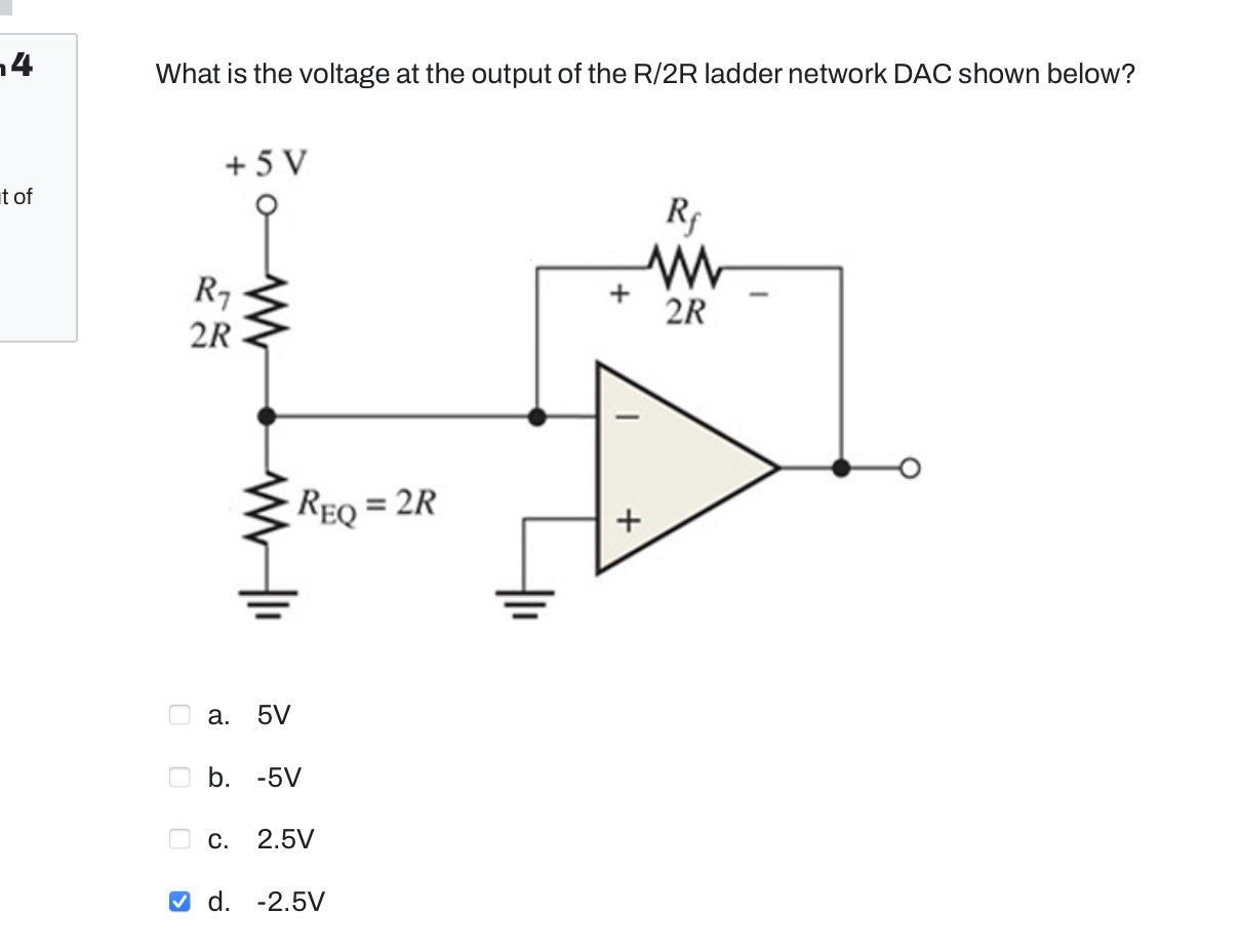 Solved What is the voltage at the output of the R/2R ladder | Chegg.com