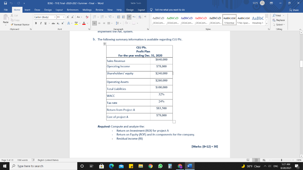 Solved 1392 - THE Final -2020-2021-Summer - Final - Word | Chegg.com