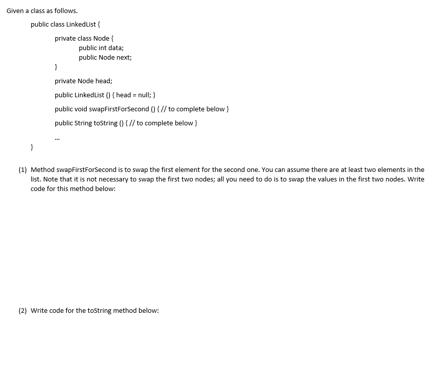 Solved Given A Class As Follows Public Class Linkedlist 7260
