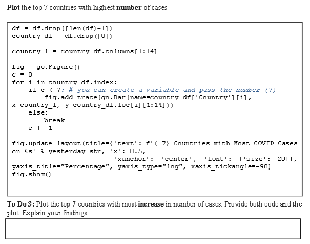 Solved To Do 3: Plot the top 7 countries with most increase | Chegg.com