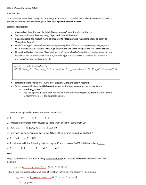 Hint for Q2 of KMC homework assignment: What is the | Chegg.com