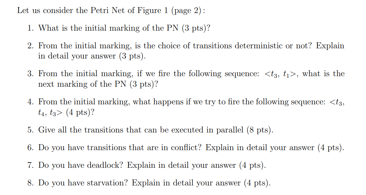 Solved Let us consider the Petri Net of Figure 1 (page 2) : | Chegg.com