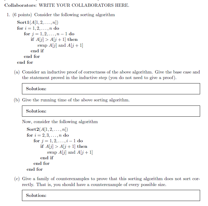 Solved Collaborators: WRITE YOUR COLLABORATORS HERE.1. ( 6 | Chegg.com