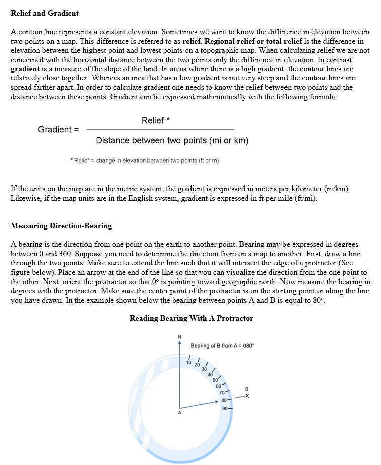 Solved Relief and GradientA contour line represents a | Chegg.com