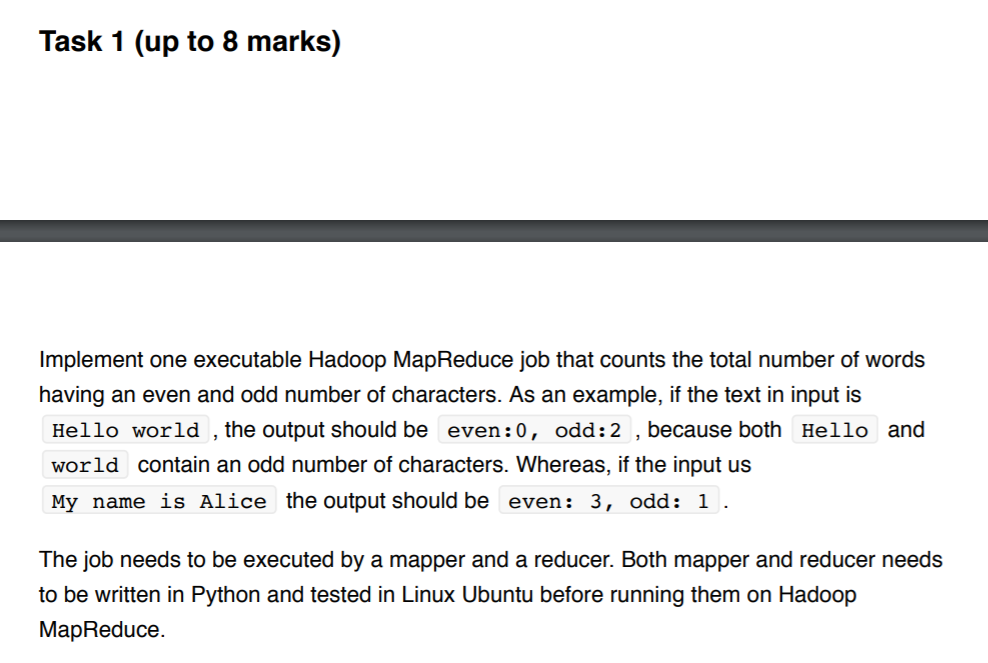 Task 1 (up to 8 marks) Implement one executable | Chegg.com
