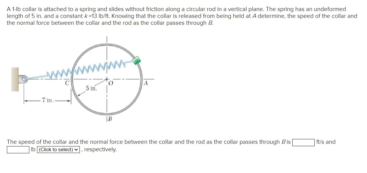 Solved A 1-lb collar is attached to a spring and slides | Chegg.com