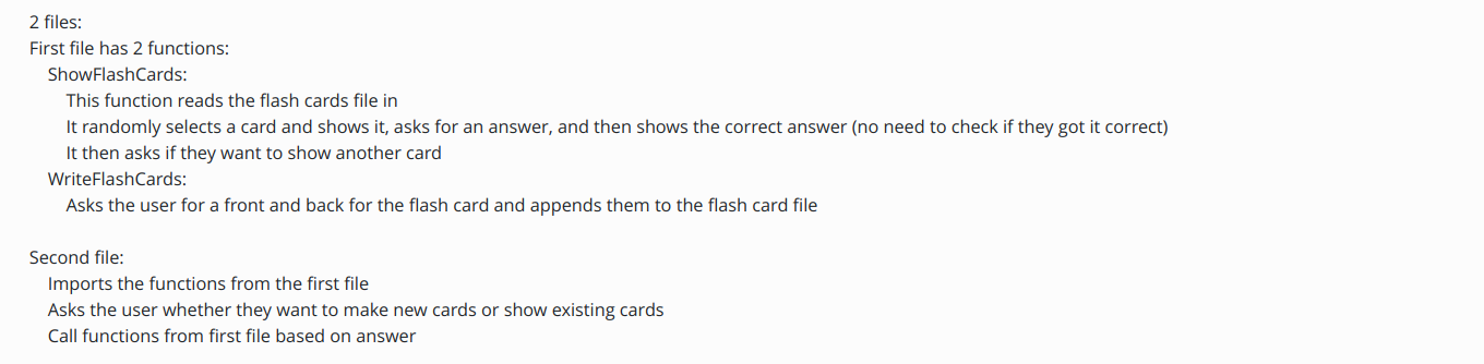 2 files: First file has 2 functions: ShowFlashCards: | Chegg.com
