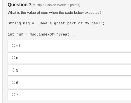 Solved Question 6(Multiple Choice Worth 2 points) if (a == | Chegg.com