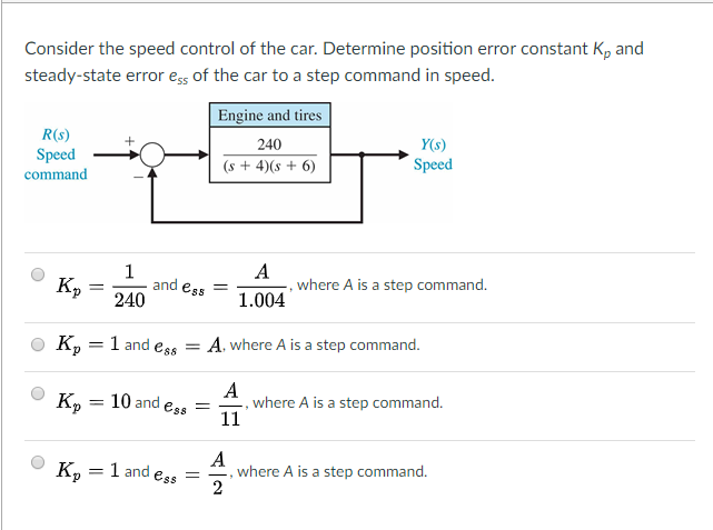 Solved Consider the speed control of the car. Determine | Chegg.com