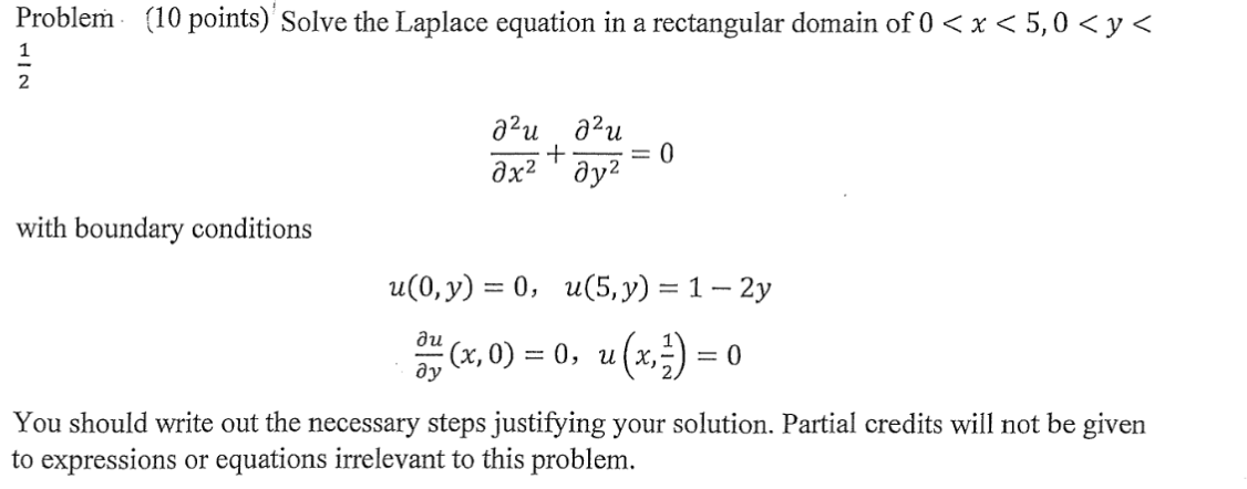 Solved by an EXPERT Problem (10 ﻿points) ﻿Solve the Laplace equation in | Chegg.com