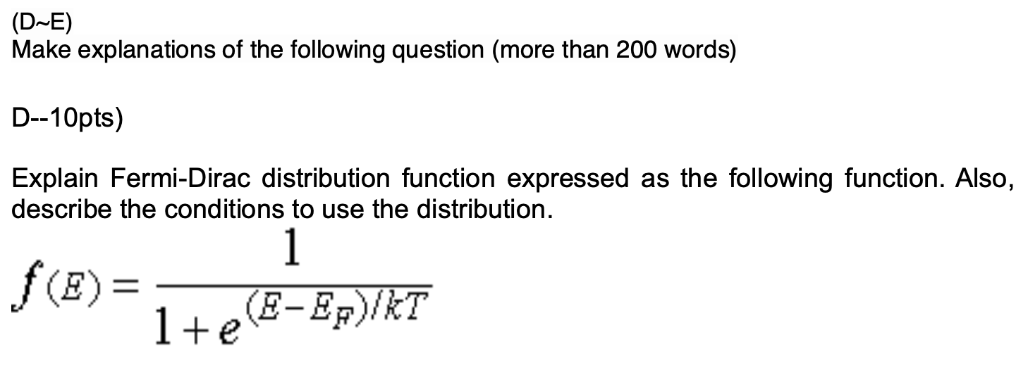Solved (D~E) Make explanations of the following question | Chegg.com