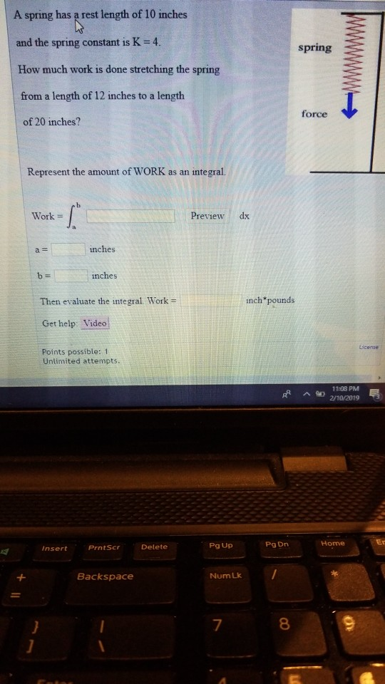 Solved A spring has a rest length of 10 inches and the | Chegg.com