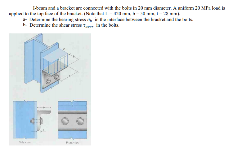 Solved I-beam and a bracket are connected with the bolts in | Chegg.com