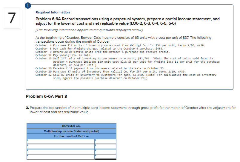 Solved Problem 6-6A Record transactions using a perpetual | Chegg.com