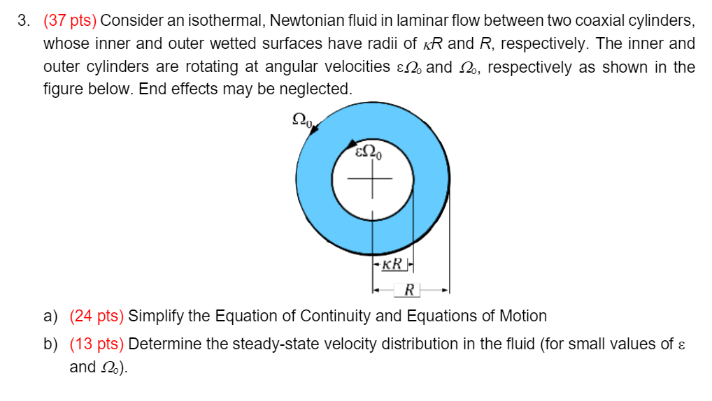 Solved 3. (37 pts) Consider an isothermal, Newtonian fluid | Chegg.com