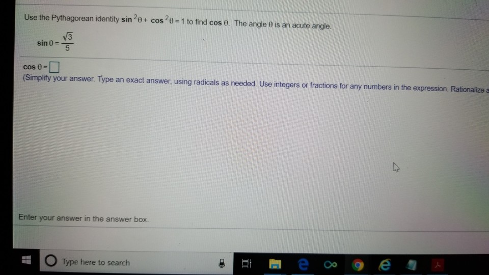 Solved Use the Pythagorean identity sin 20 + cos 28-1 to | Chegg.com