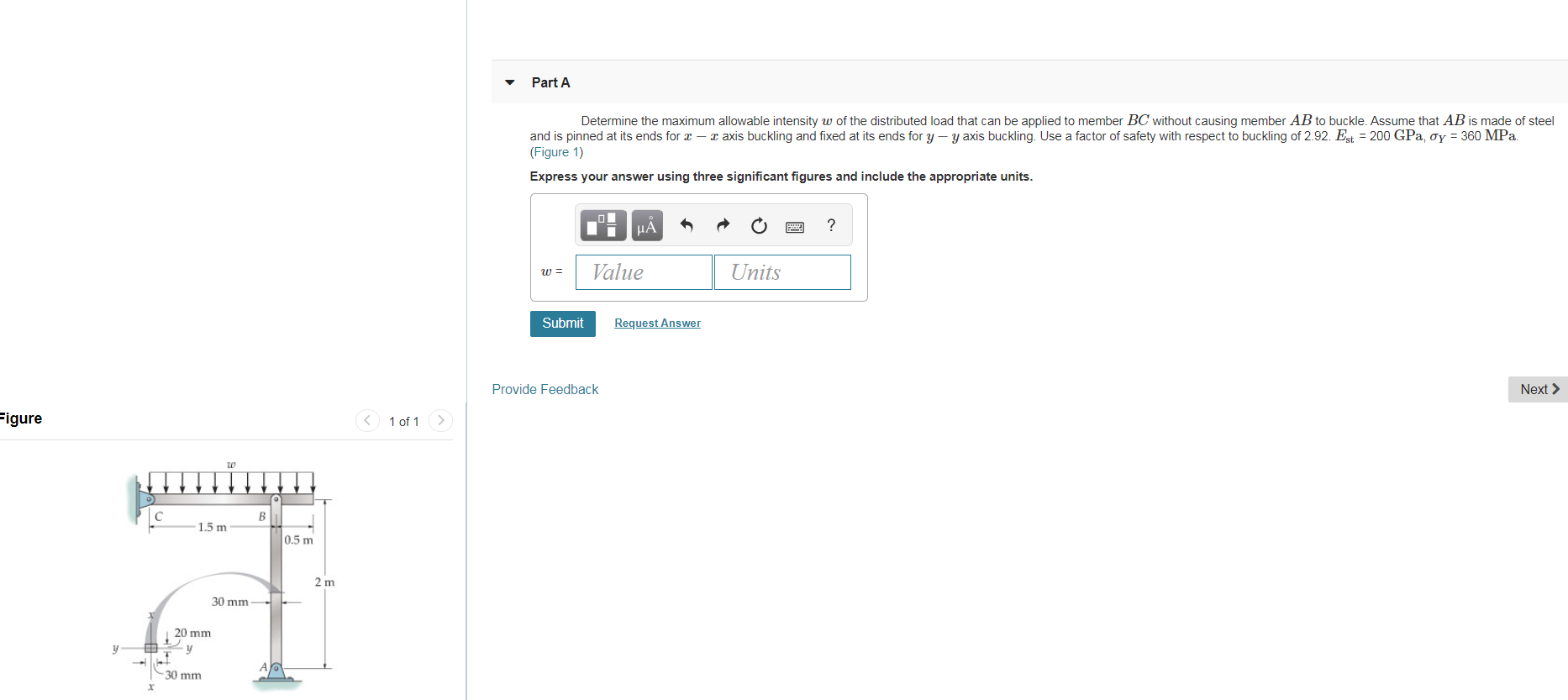 Solved - Part A Determine the maximum allowable intensity w | Chegg.com