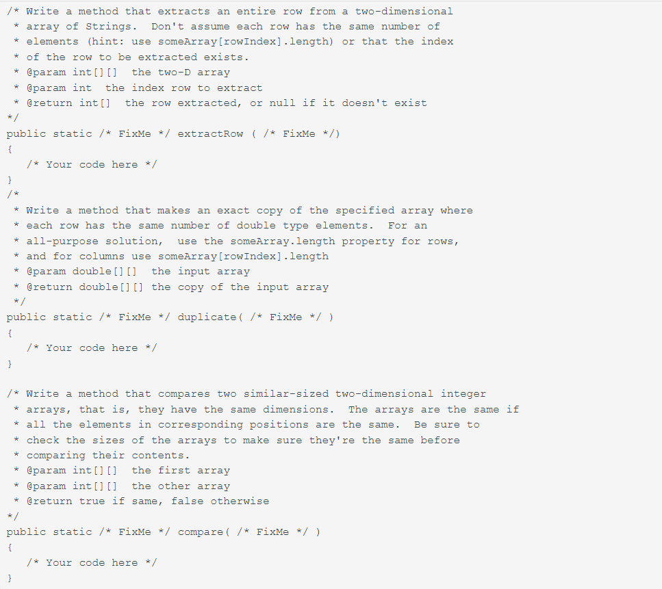 Solved Assignment: Write a class AdvArrays that implements | Chegg.com