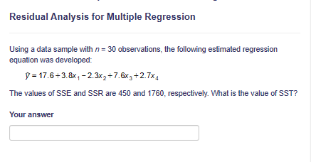Solved Residual Analysis for Multiple Regression Using a | Chegg.com