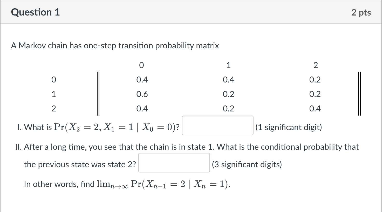 Solved A Markov chain has one-step transition probability | Chegg.com