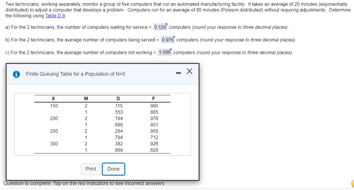 Solved Two technicians, working separately, monitor a group | Chegg.com