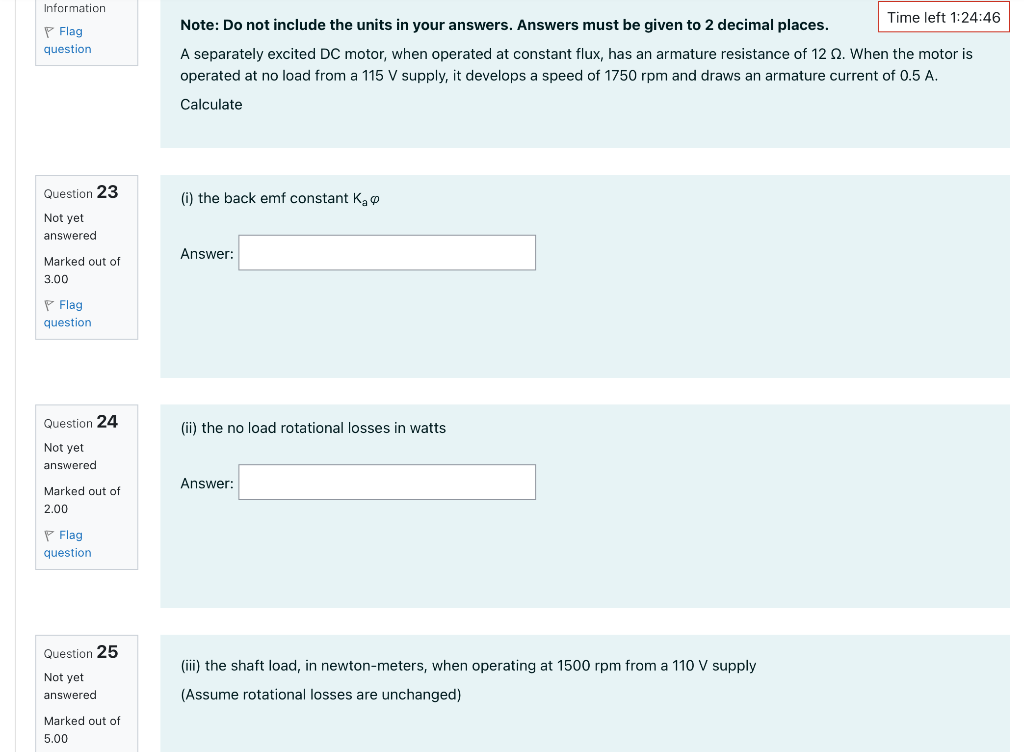 Solved Note: Do not include the units in your answers. | Chegg.com