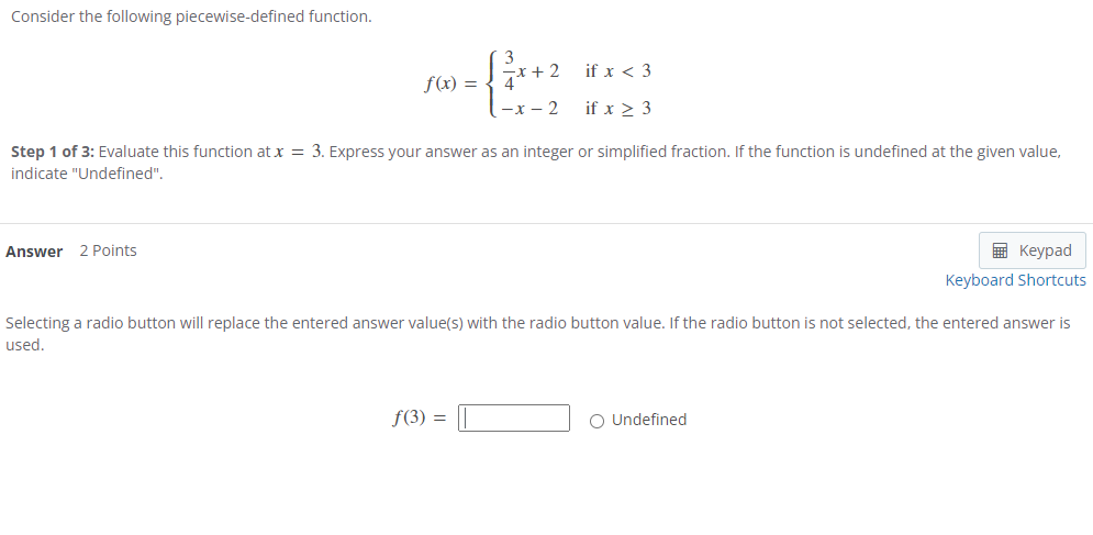 Solved Consider the following piecewise-defined function. | Chegg.com