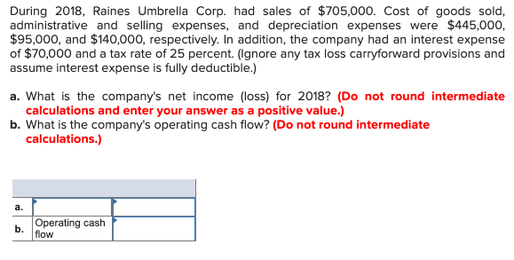 Solved During 2018, Raines Umbrella Corp. had sales of | Chegg.com Solved During 2018, Raines Umbrella Corp. had sales of | Chegg.com