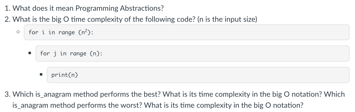 Solved 1. What does it mean Programming Abstractions? 2. | Chegg.com